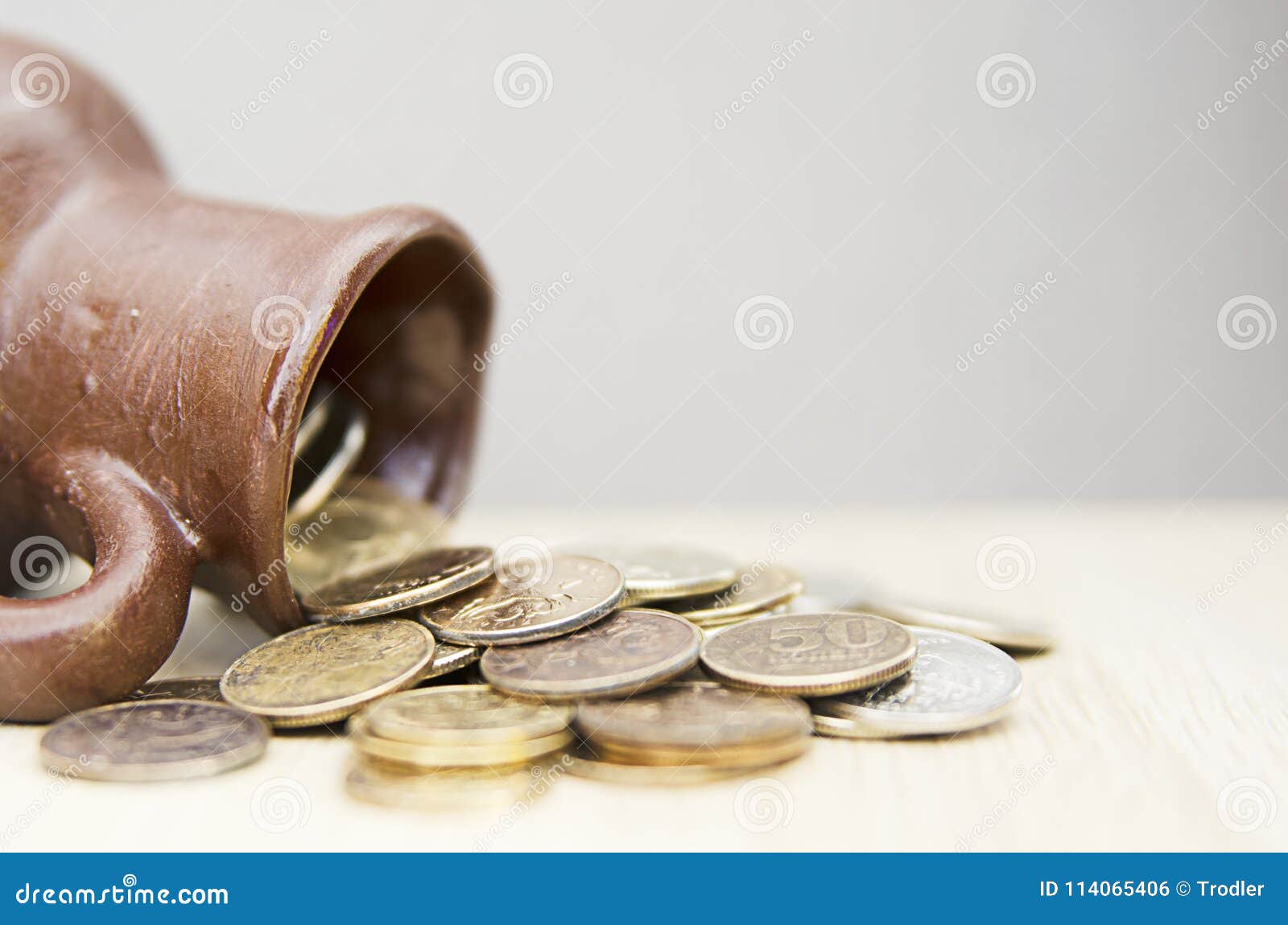 Ancient Jug with Coins. Old Coins in a Pot Stock Photo - Image of ...