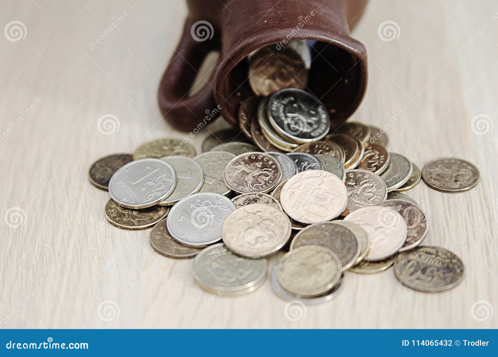 Ancient Jug with Coins. Old Coins in a Pot Stock Photo - Image of ...
