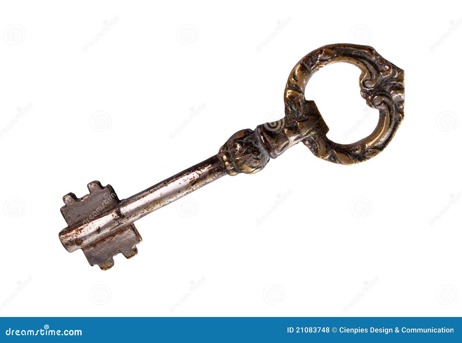 Ancient Key Isolated Over White Stock Photo - Image of iron, ancient ...