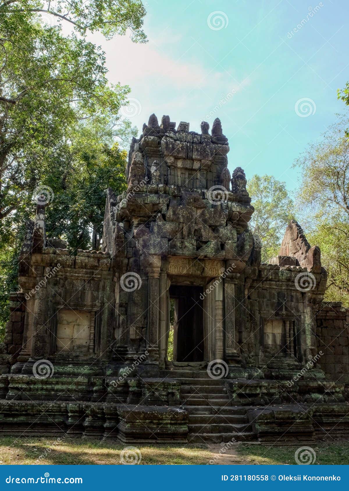 Ancient Khmer Empire Stone Structure Nestled within a Forest in ...