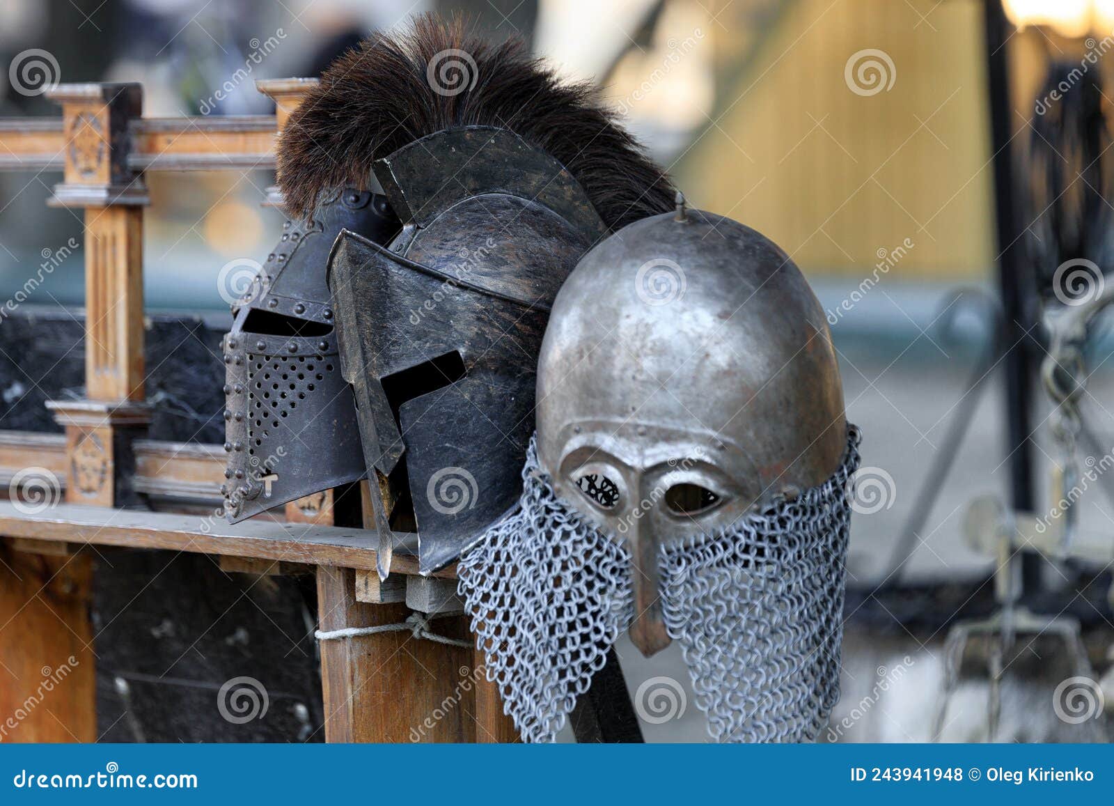 Ancient Knight Armor, Helmets, with Shallow Depth of Field Stock Photo ...