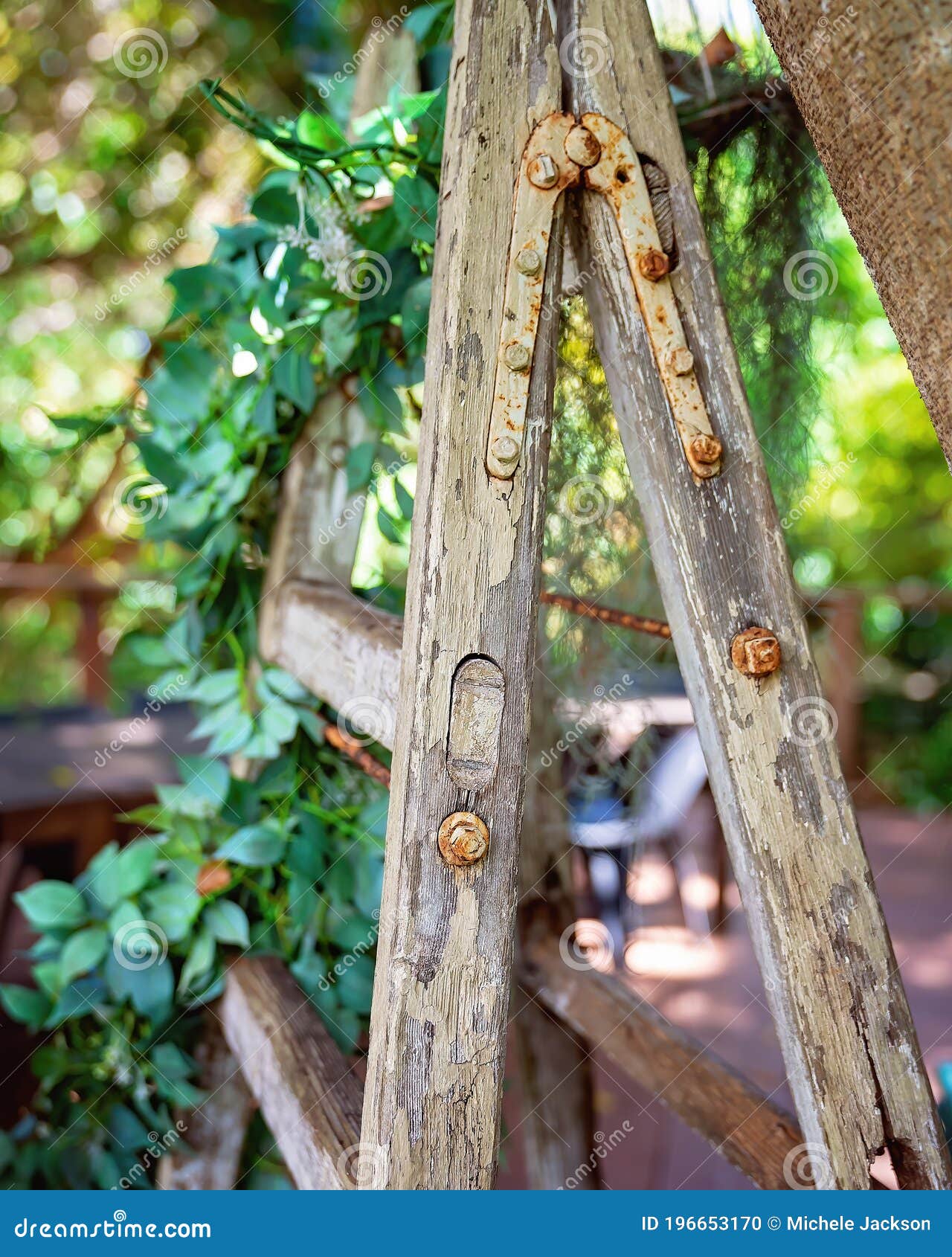 Ancient Ladder Used for Decor Stock Photo - Image of worn, close: 196653170