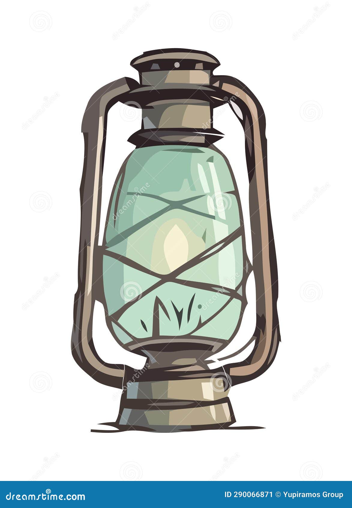 Ancient Lantern Illuminated by a Glowing Flame Stock Illustration - Illustration of fire, glass ...