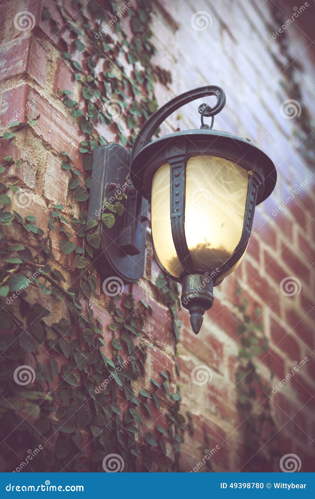 Ancient lantern on wall stock photo. Image of decoration - 49398780