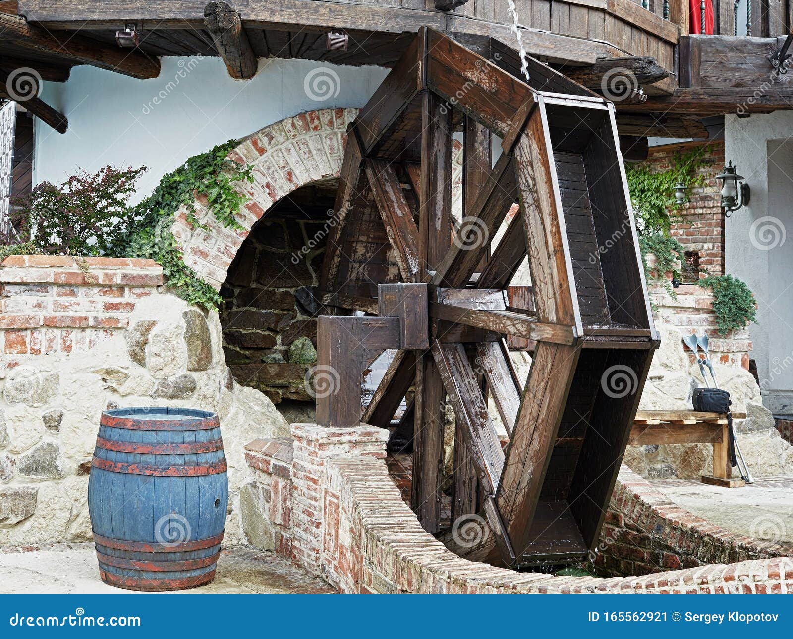 Ancient Large Water Wooden Mill Stock Image - Image of grass ...