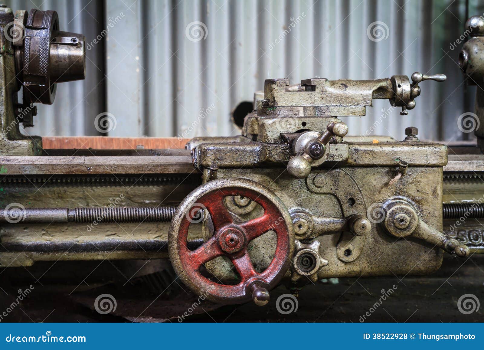 Ancient lathe machine stock photo. Image of machinery - 38522928