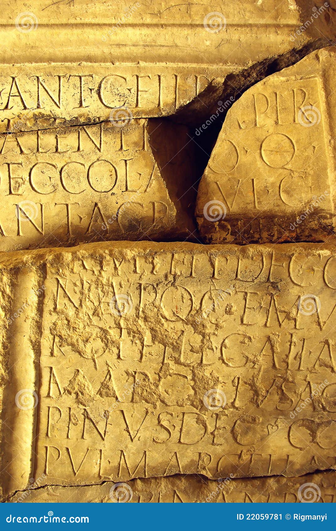 Ancient Latin Inscription Broken Stone Stock Image - Image of carving ...