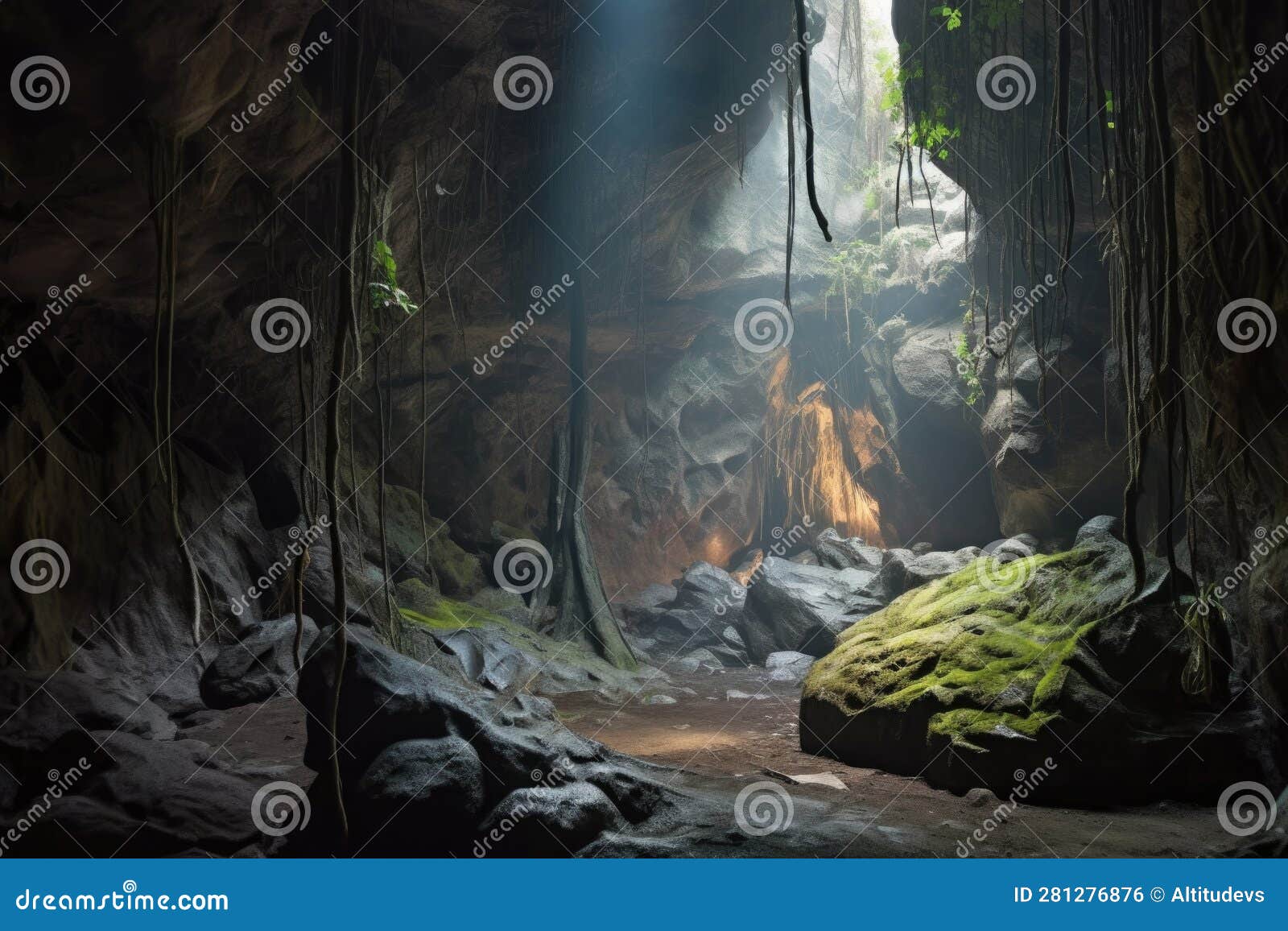 Ancient Lava Flow Remains Captured in a Cave Stock Illustration ...