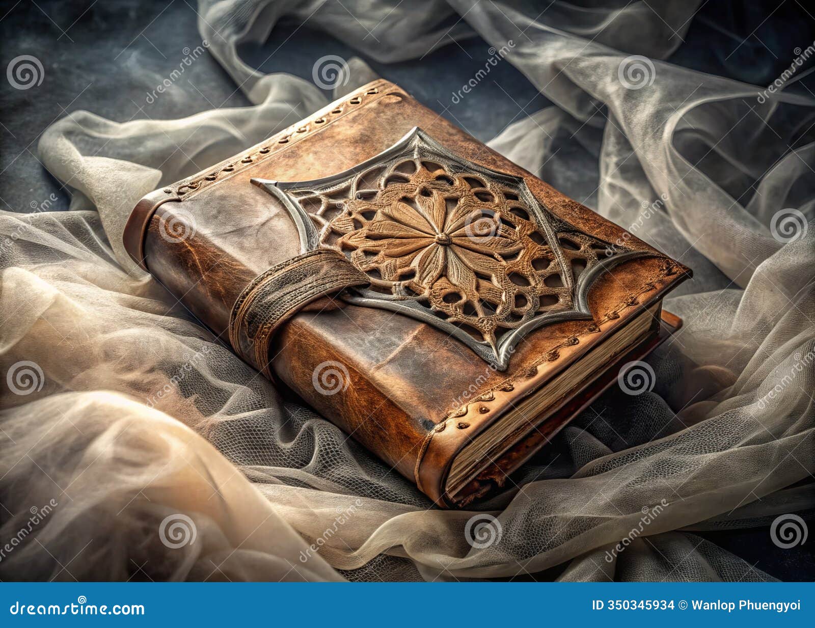 Ancient Leather Journal Unveiled Intricate Latticework And Silver Mist ...