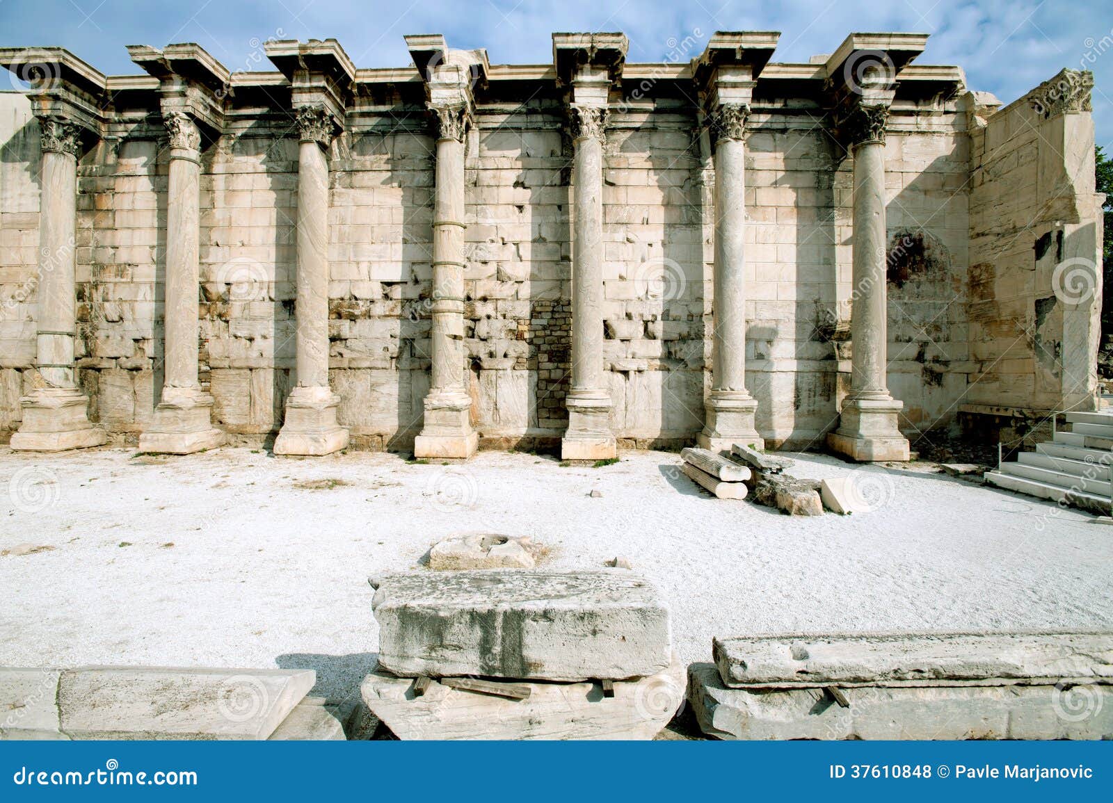 Ancient Library of Hadrian, Athens, Greece Stock Photo - Image of ...