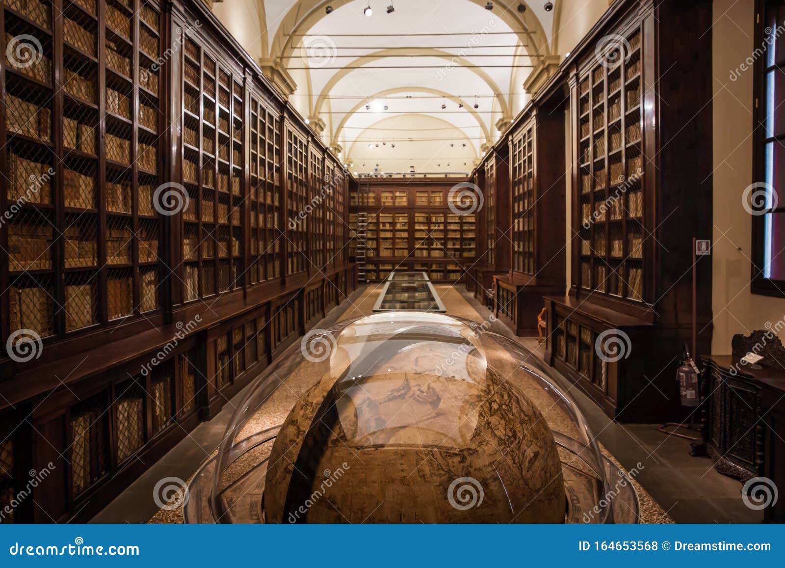 Ancient Library in Italy, Old Wooden Library Editorial Stock Photo ...