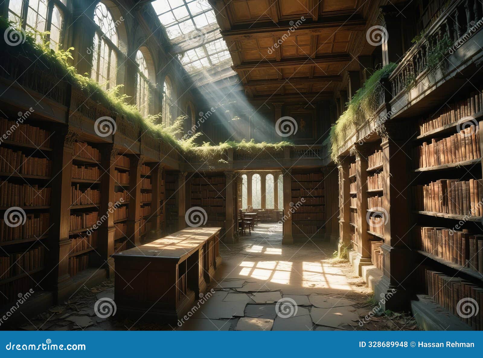 Ancient Library With Books Of Secrets Only Accessible By Sorcerers With ...