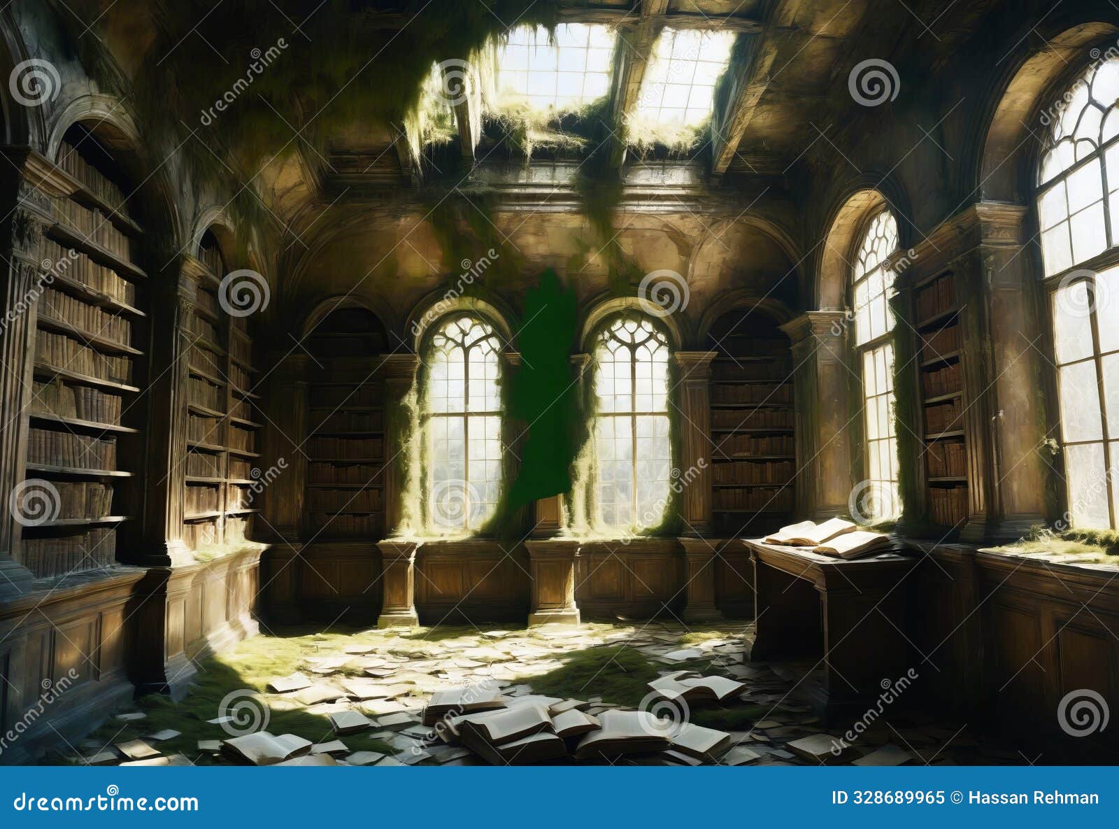 Ancient Library Room Inside The Church - Generative Ai Illustration ...