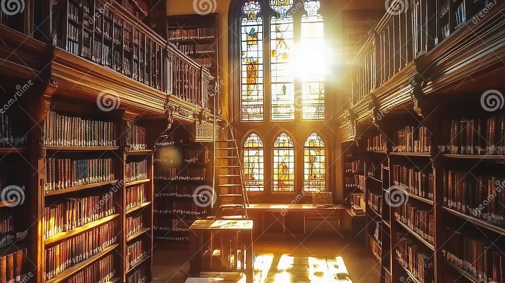 The Ancient Library Was Filled with Books, and Light Came in through ...