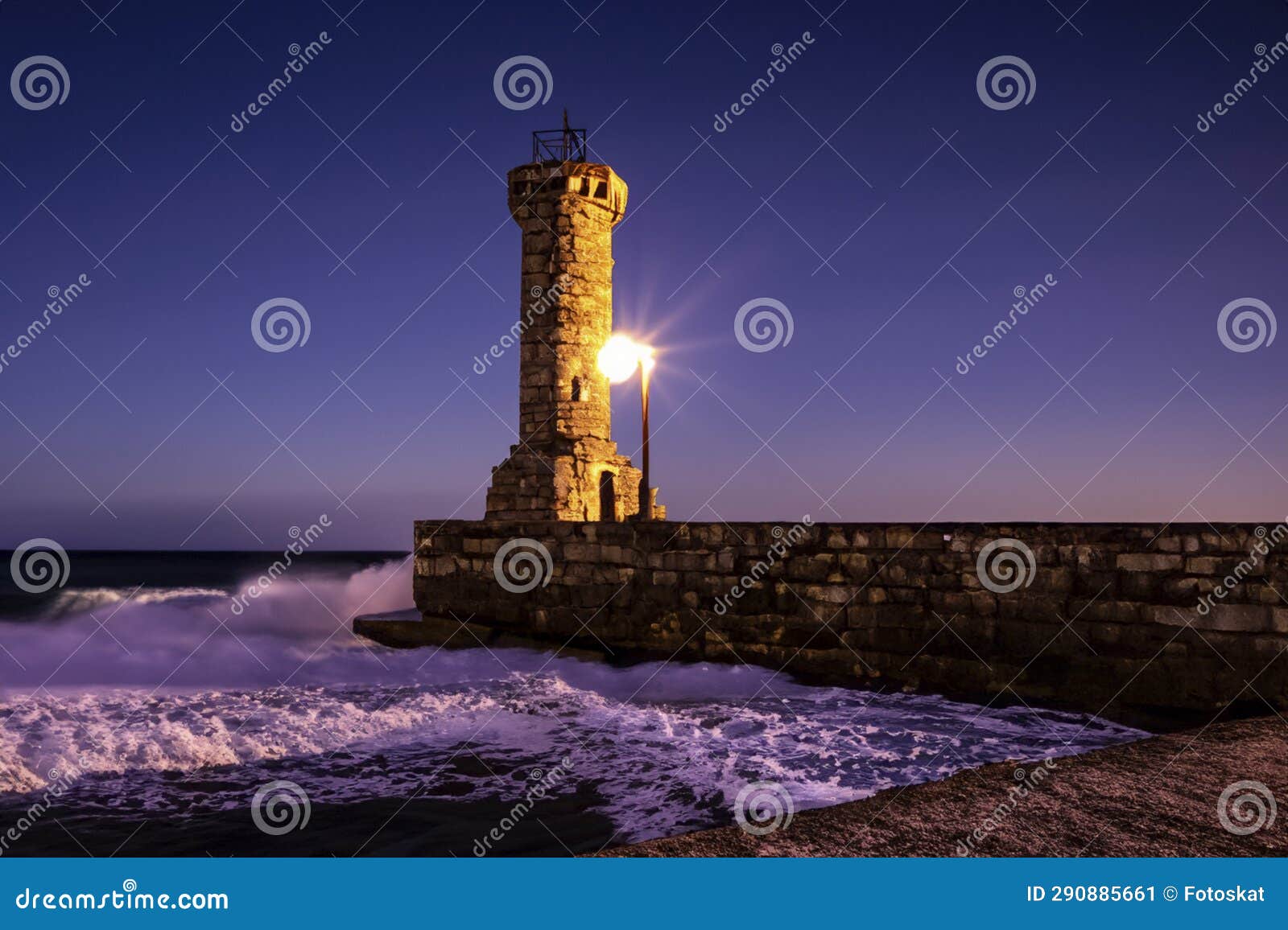 Ancient Lighthouse at the End of Stone Peer AI Generated Stock ...