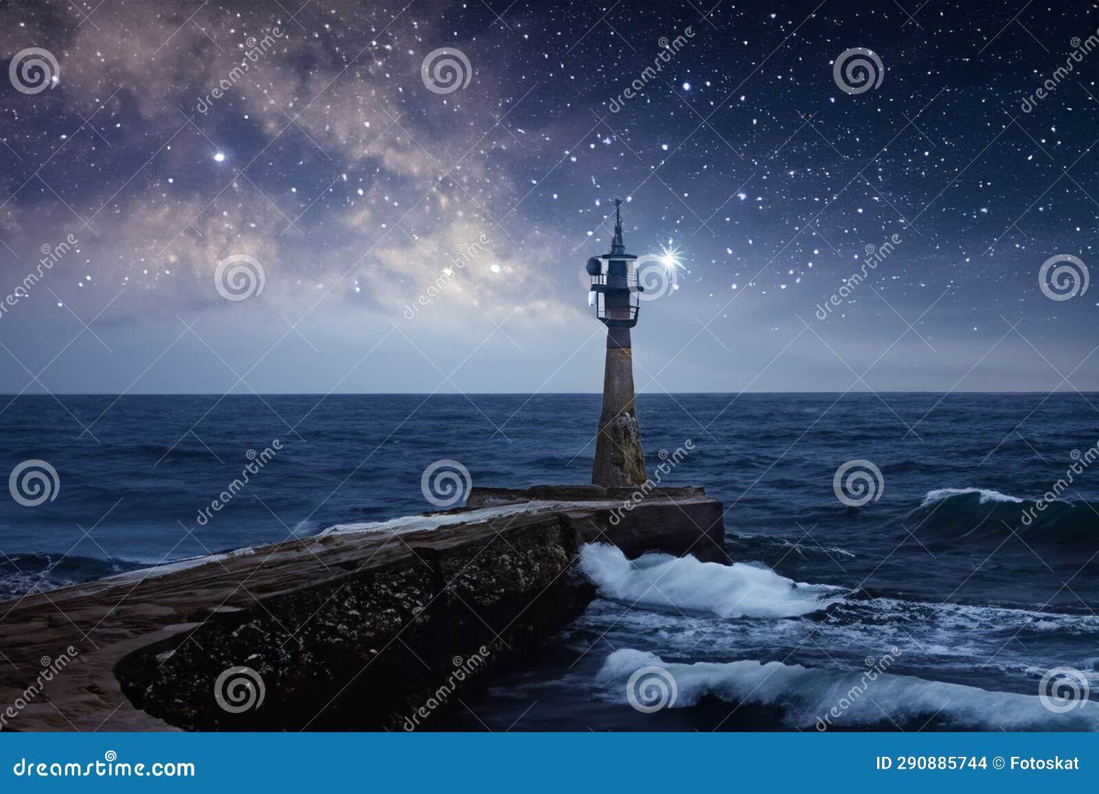 Ancient Lighthouse at the End of STone Peer AI Generated Stock ...