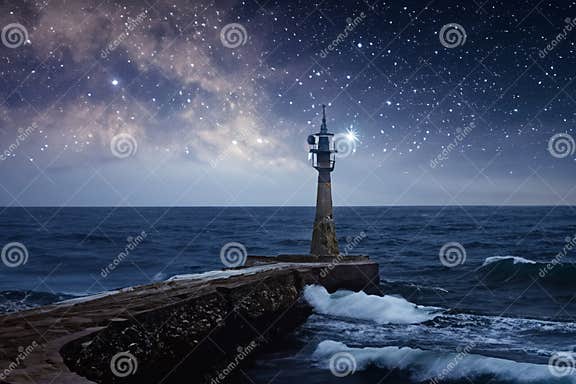 Ancient Lighthouse at the End of STone Peer AI Generated Stock ...