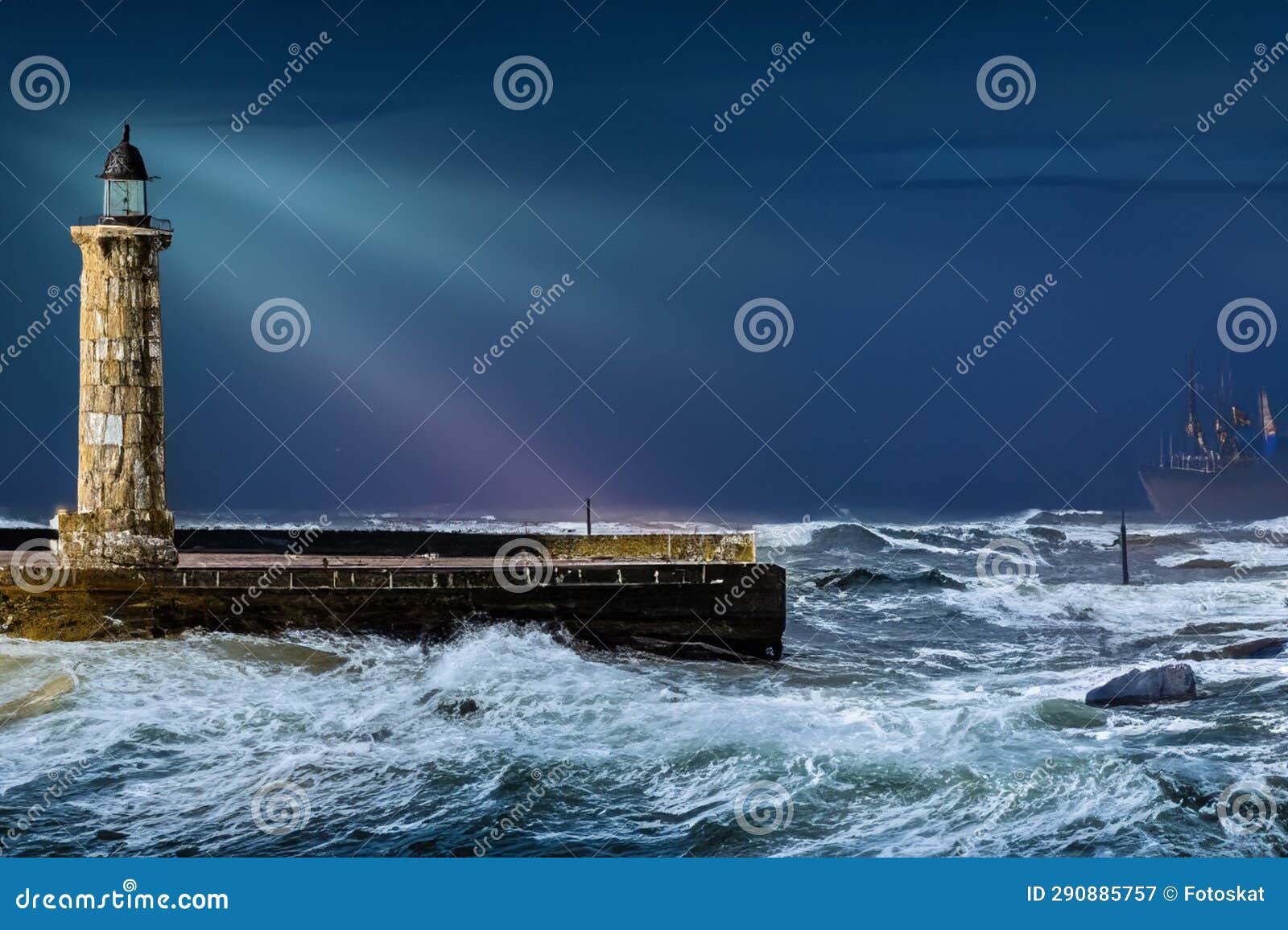 Ancient Lighthouse at the End of STone Peer AI Generated Stock ...