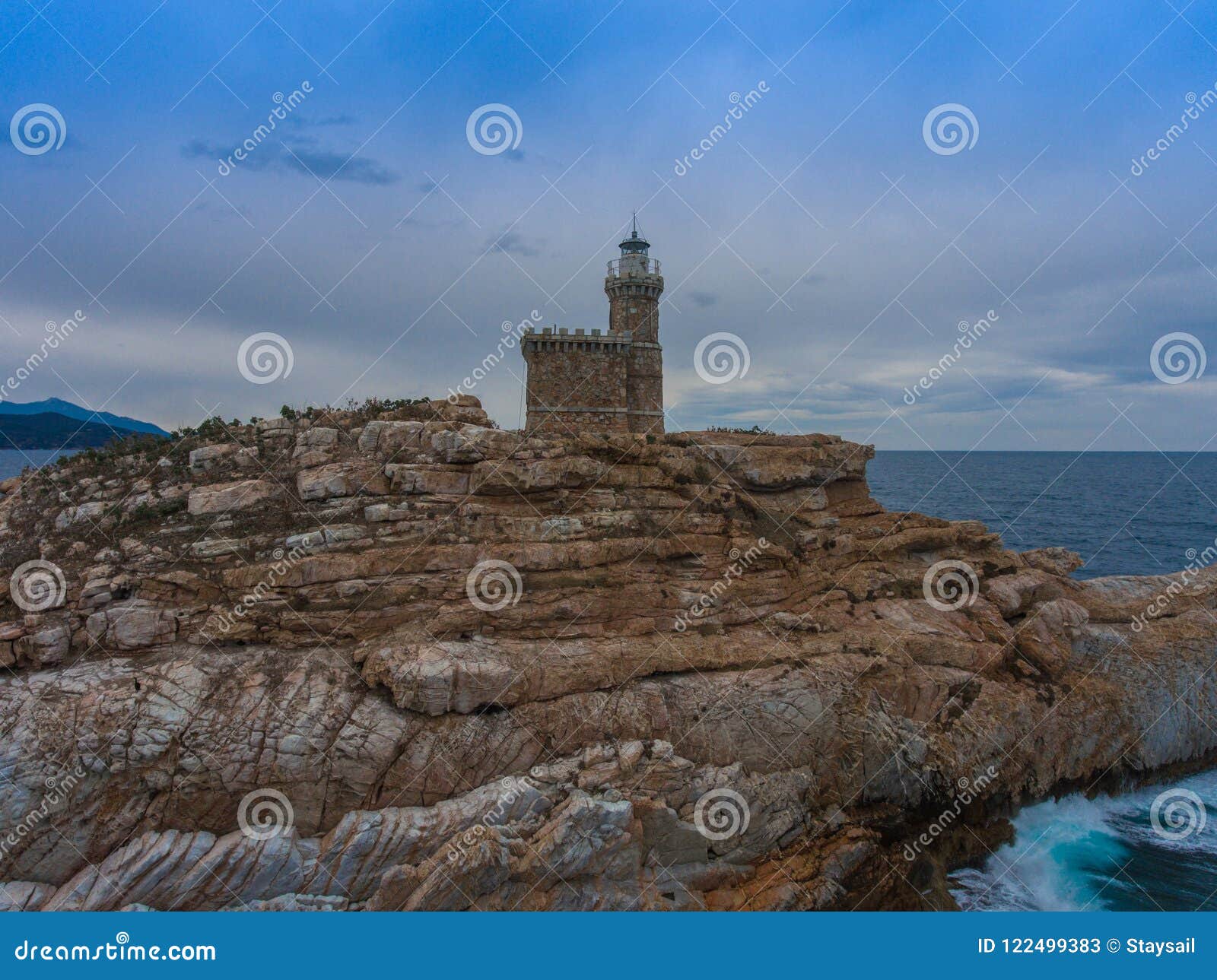 Ancient Lighthouse on a Rock in the Sea. Stock Image - Image of europe ...