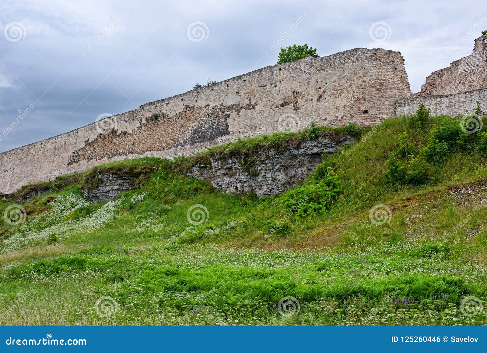 Ancient Limestone Wall on a Hill Stock Photo - Image of antique ...