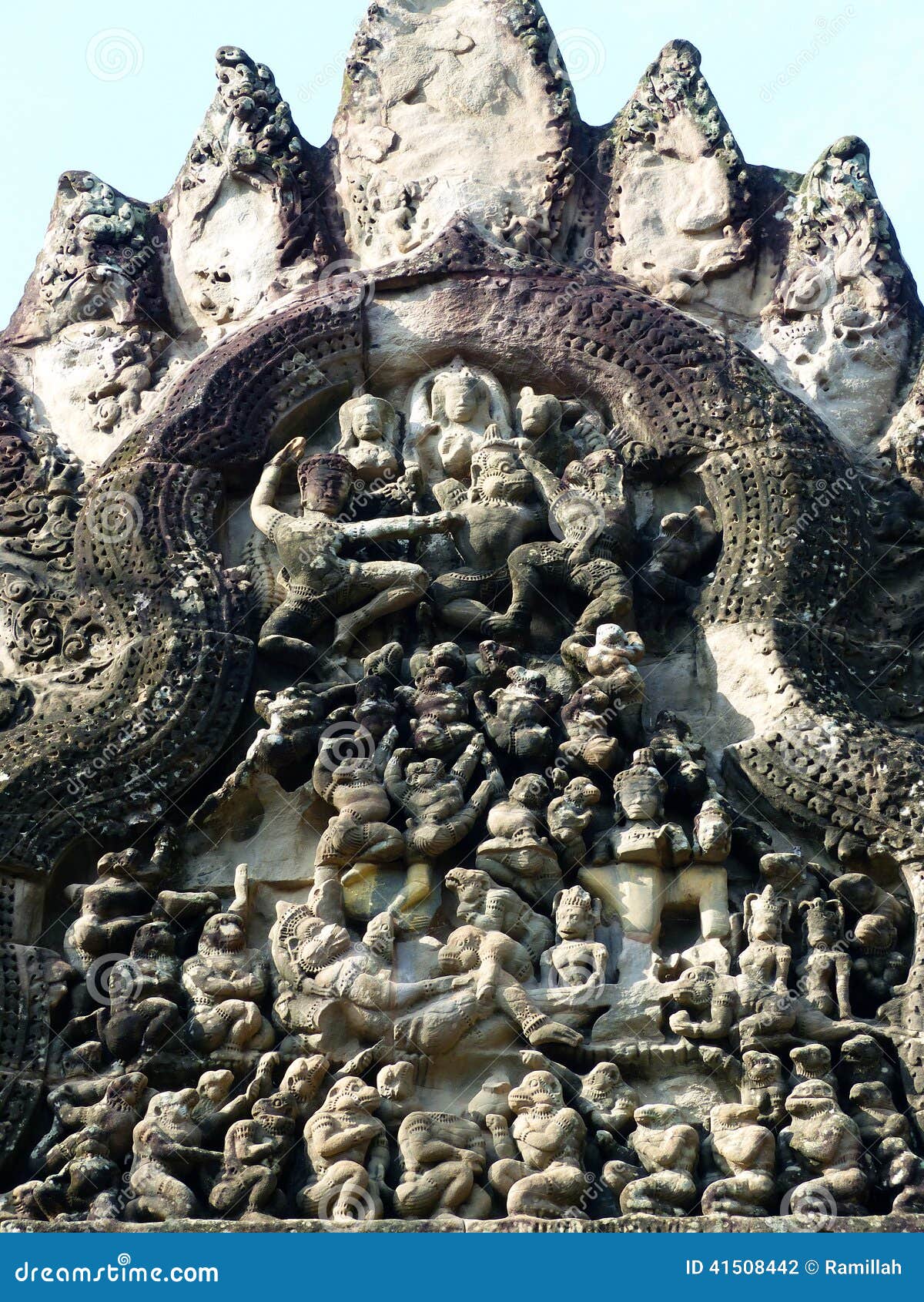 Ancient Lintel Stone Carving at Angkor Wat Stock Photo - Image of ...