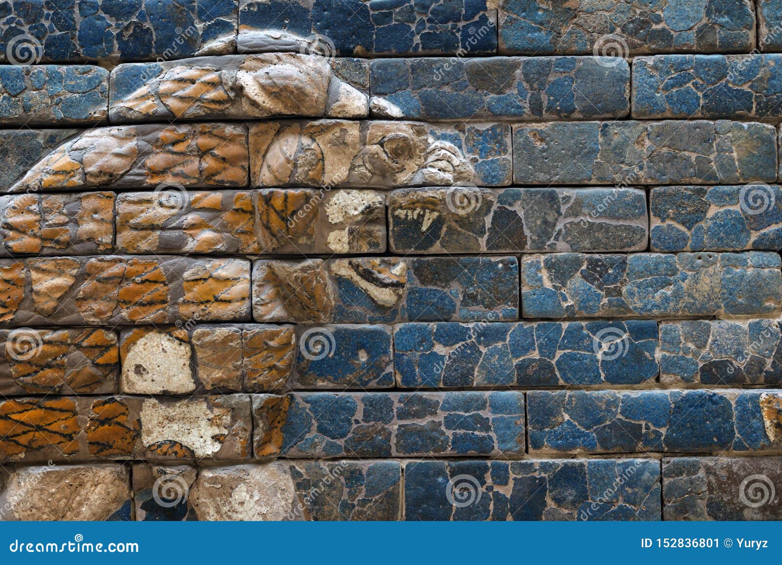 Ancient lion relief stock image. Image of babylon, damaged - 152836801