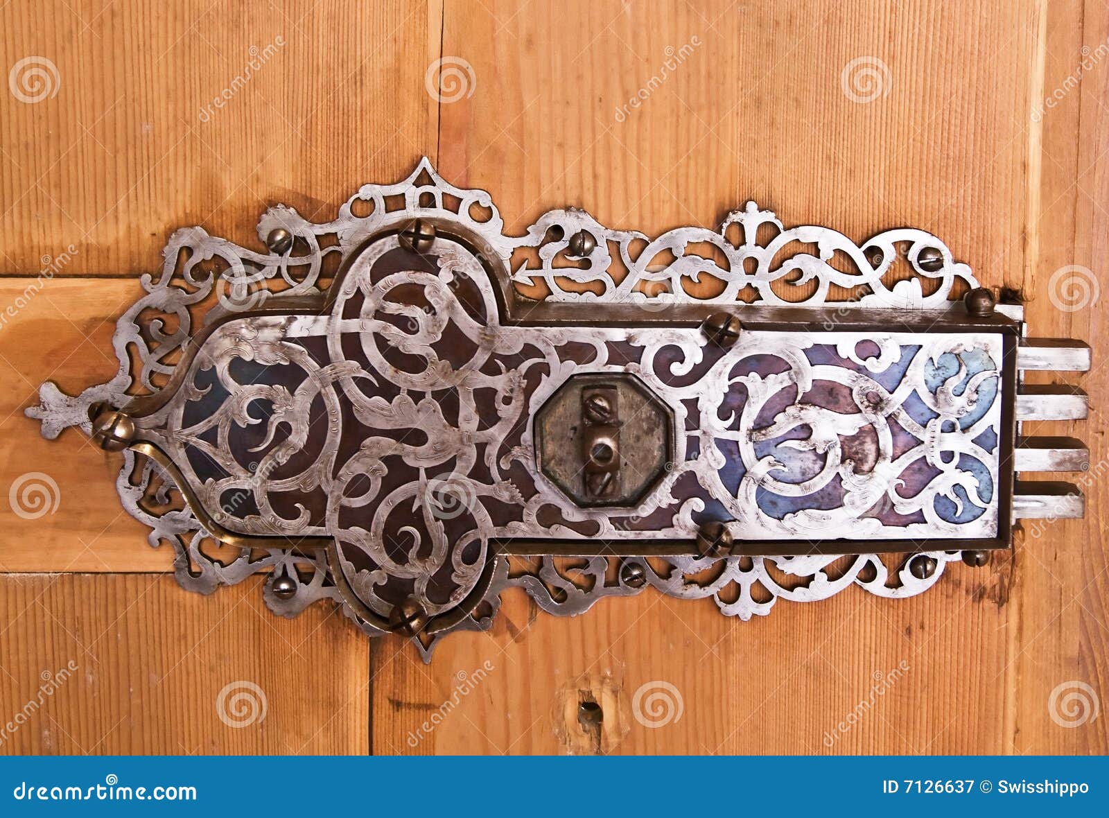 Ancient Lock With Latch On Aged Boarded Door. Royalty-Free Stock ...