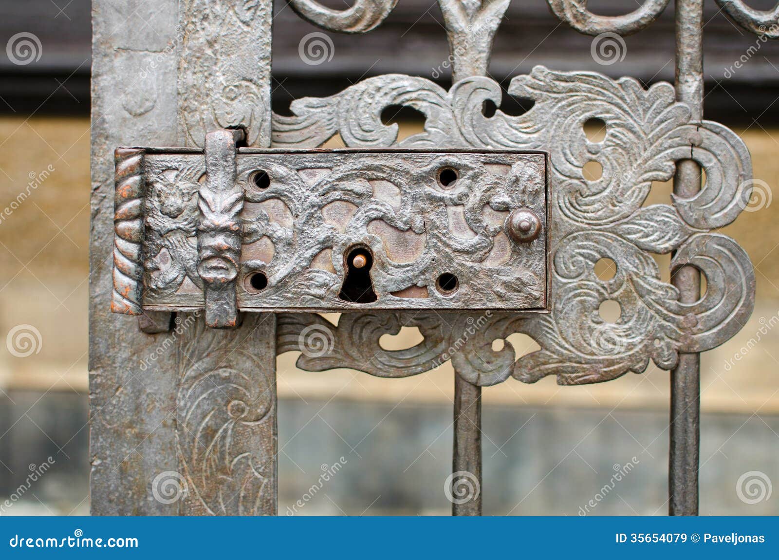 Ancient lock stock image. Image of devil, ornamental - 35654079