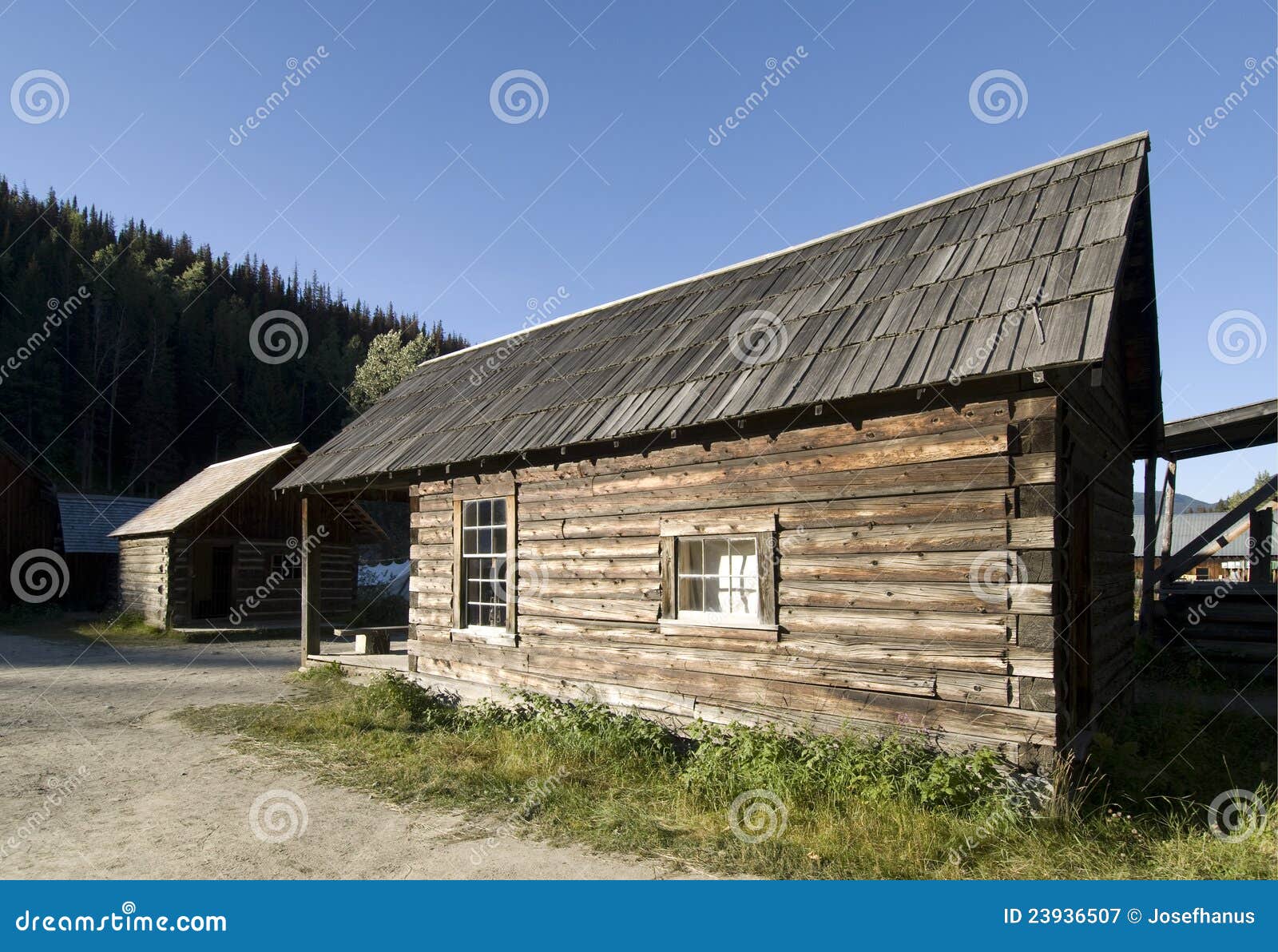Ancient log-cabin stock image. Image of green, grass - 23936507