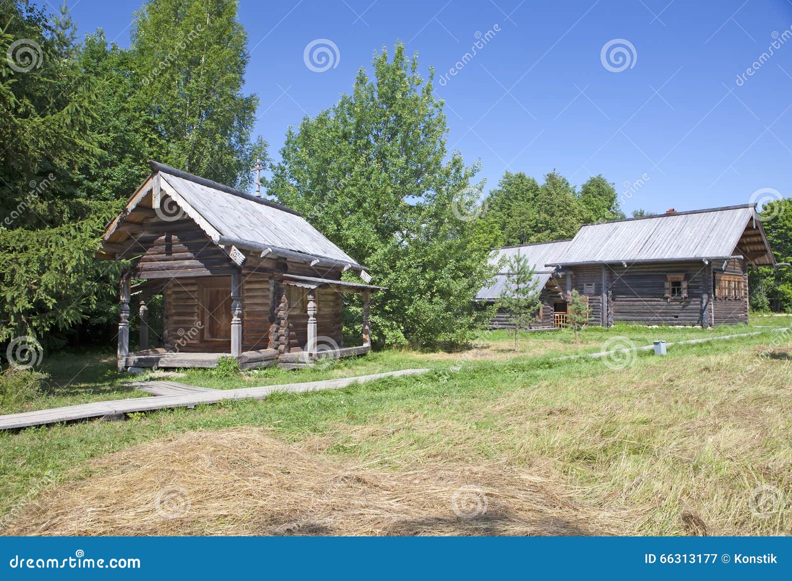 Ancient Log Hut on a Forest Glade. Russia Stock Image - Image of ...