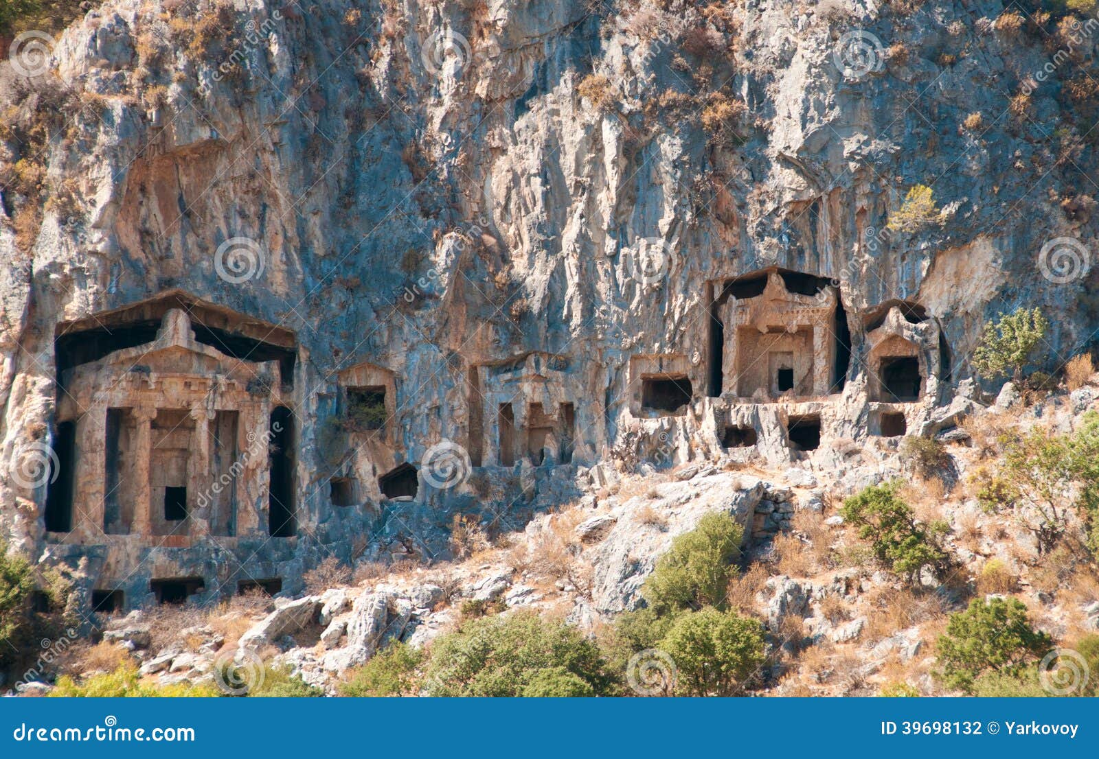 Ancient Lycian Tombs - Architecture in Mountains Stock Photo - Image of ...