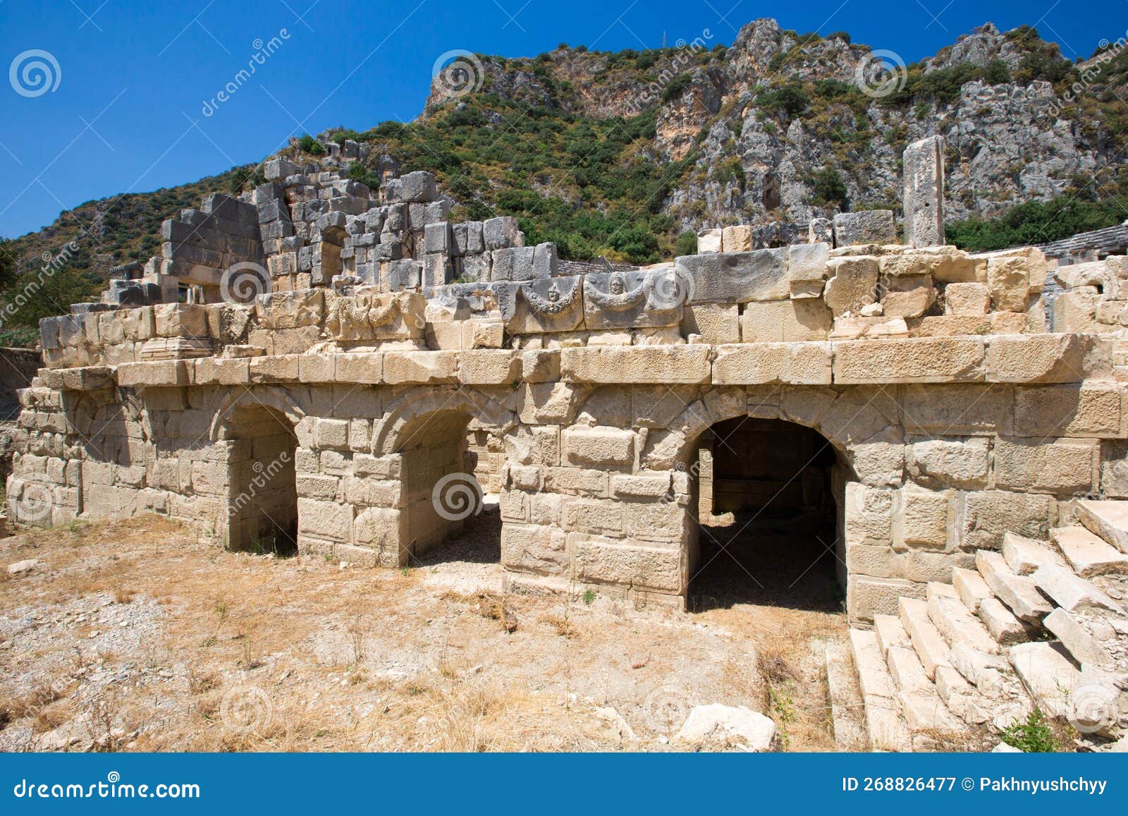 Ancient Lycian Tombs in Myra Stock Image - Image of mediterranean ...