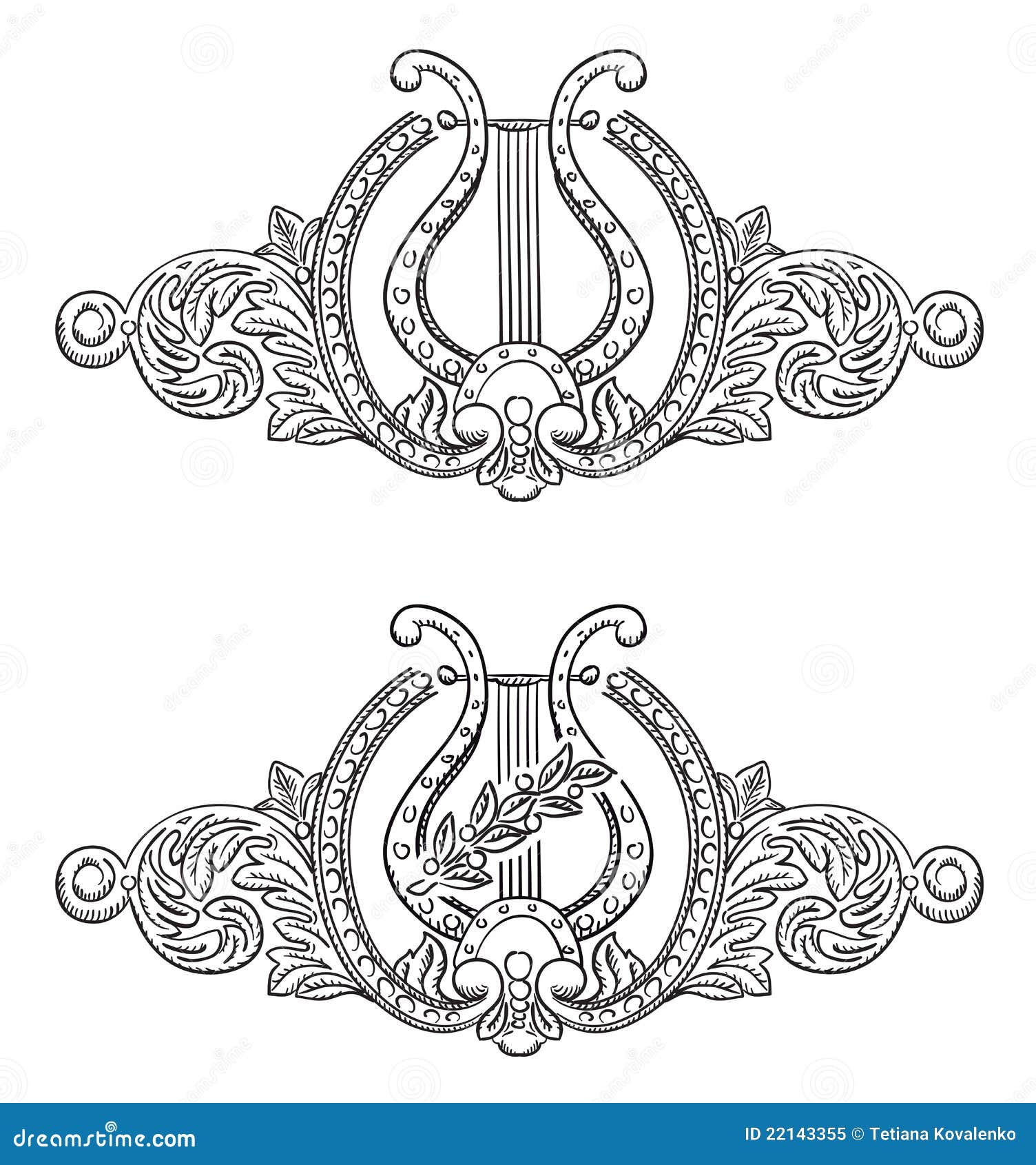 Ancient Lyre and Decorative Elements. Stock Vector - Illustration of ...