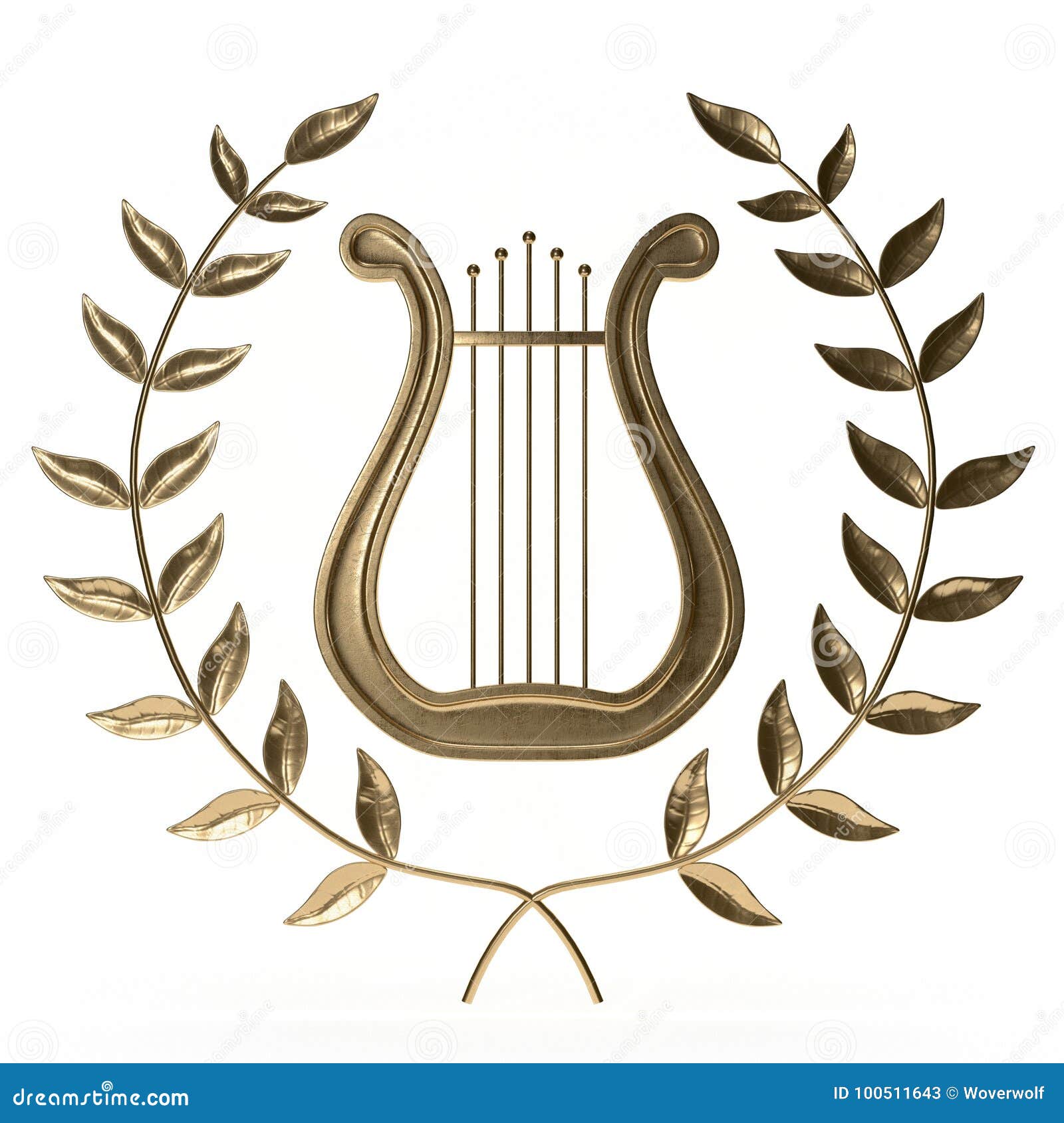 Ancient Lyre with Wreath 3d Rendering Stock Illustration - Illustration ...