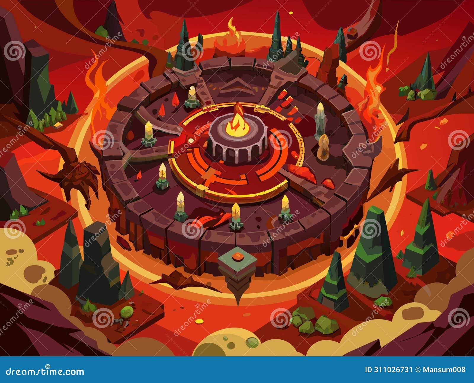 Ancient Magic Castle in the Middle of the Desert Stock Illustration ...