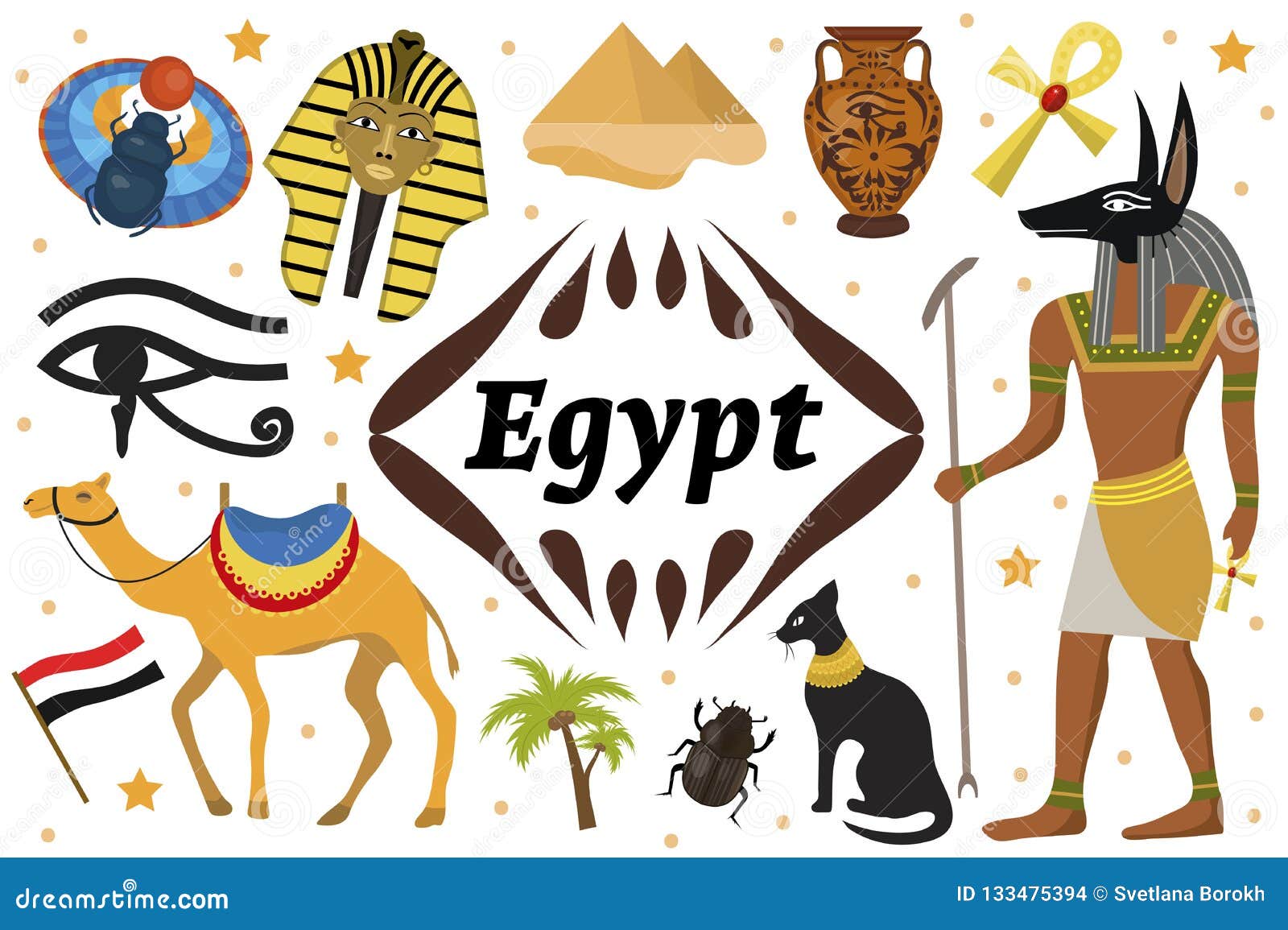 Ancient Magic Egypt Set Icons Objects. Collection Design Elements Witch ...