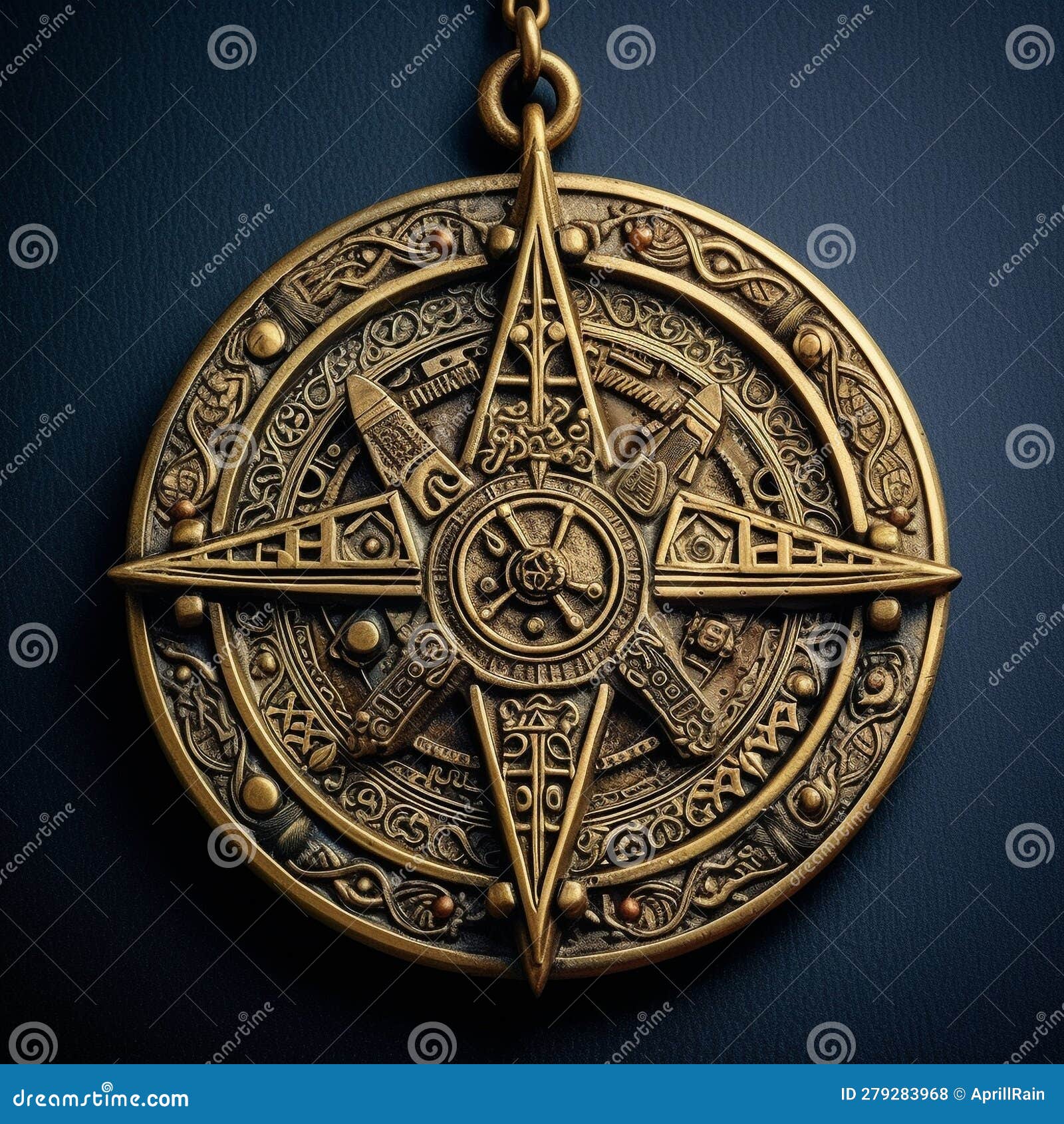 An ancient magic medallion stock illustration. Illustration of earrings ...