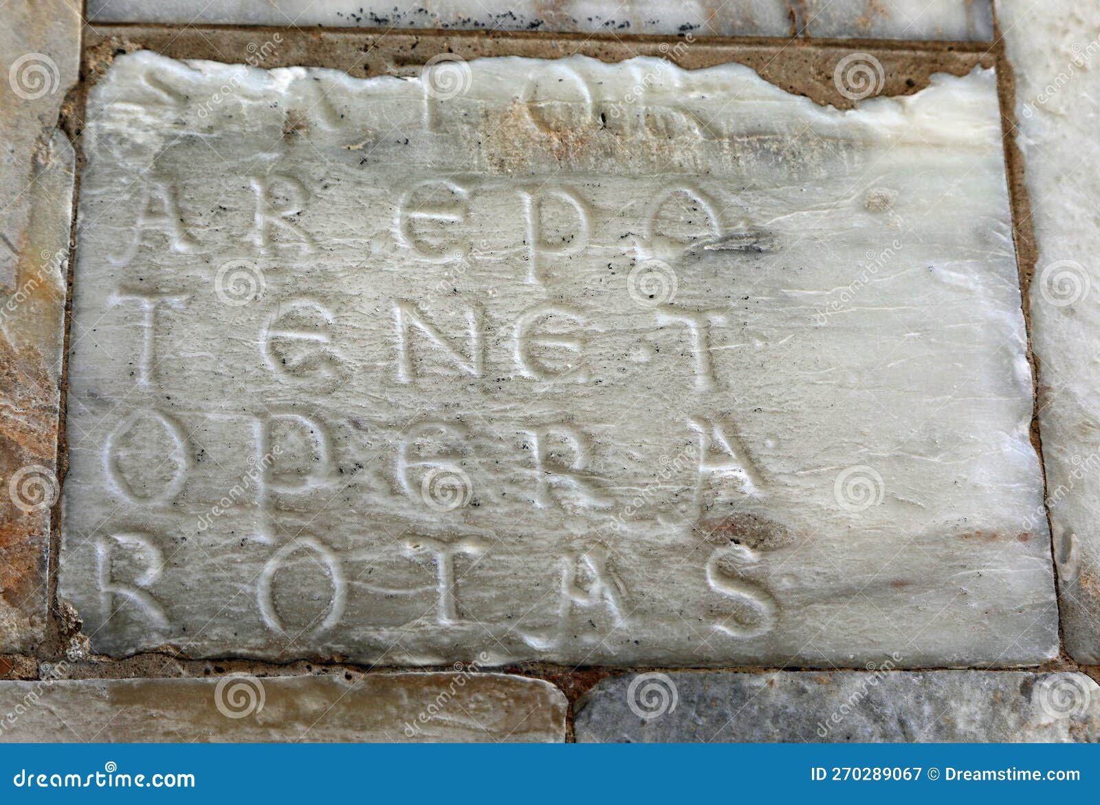 Ancient Magic Sator Square with Palindrome Five Words in Latin on Stone ...