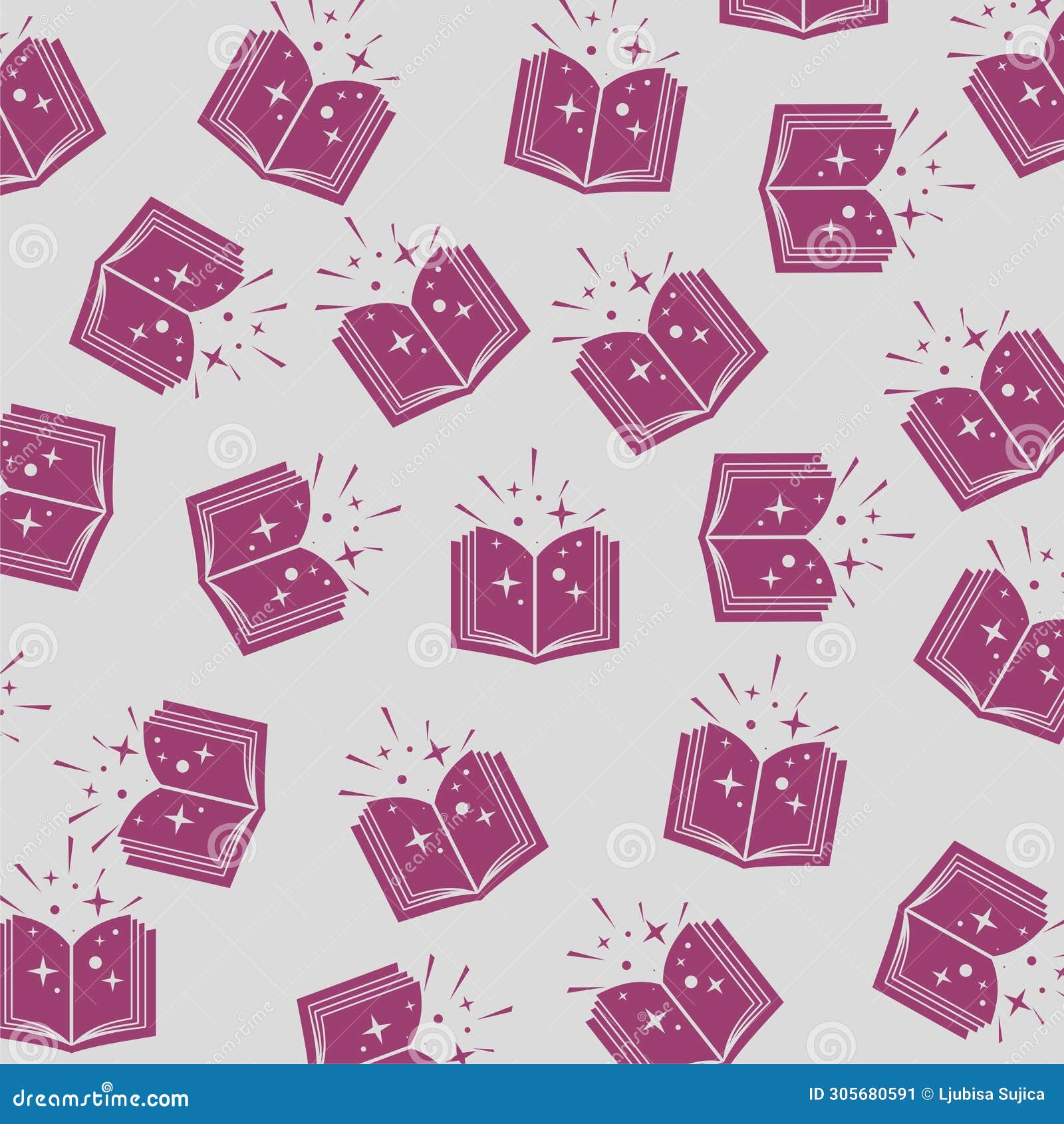 Ancient Magic Spell Book Seamless Pattern Stock Vector - Illustration ...