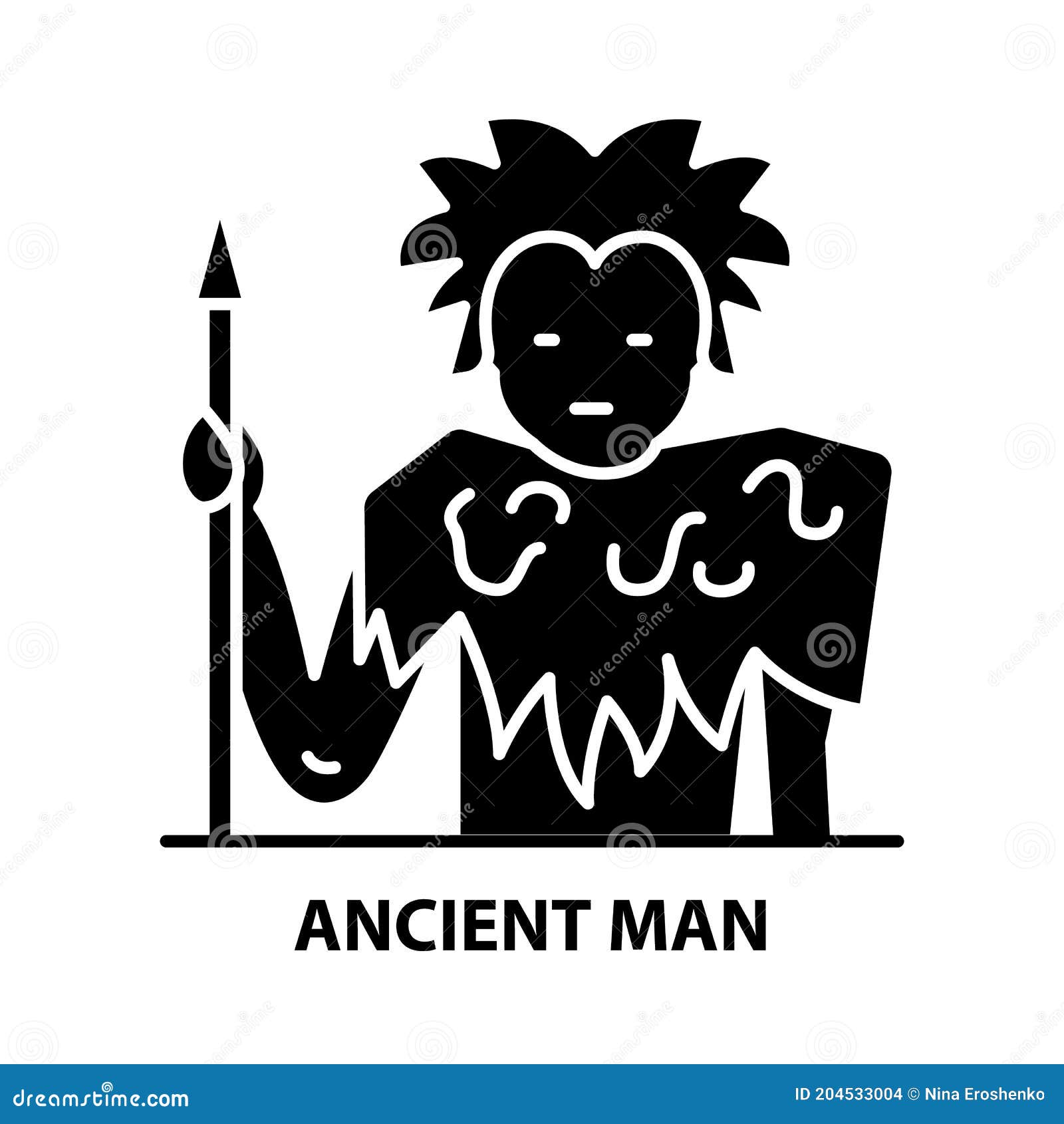 Ancient Man Icon, Black Vector Sign with Editable Strokes, Concept ...