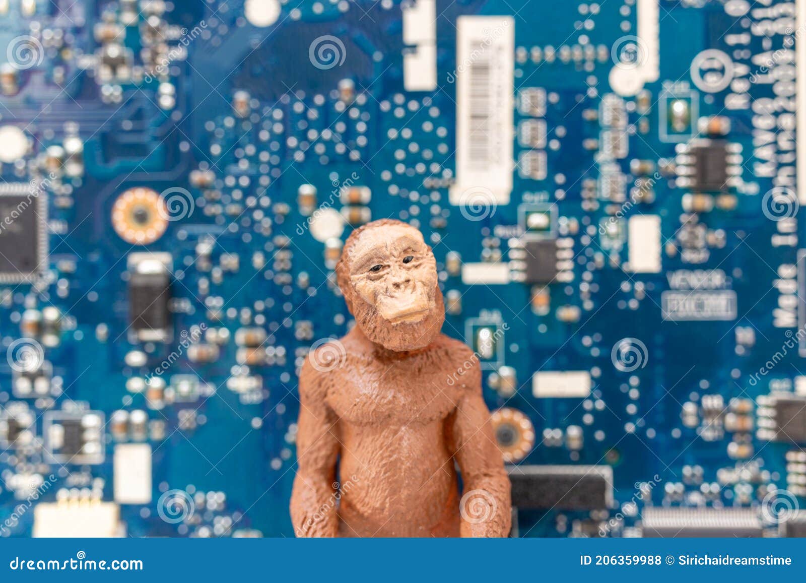 An Ancient Man Standing in Front of a Computer Motherboard Stock Photo ...