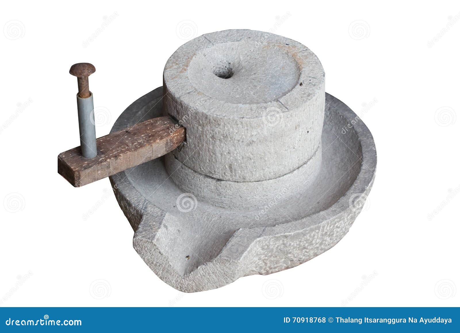 Ancient Manual Stone Mill on a White Background with Path Stock Photo ...
