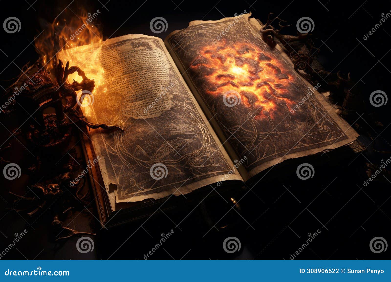 Ancient Manuscript Revealing the Secrets of Elemental Magic Stock ...