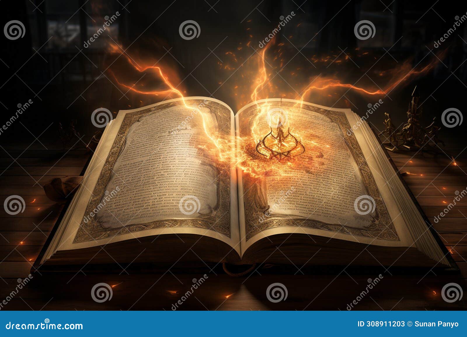 Ancient Manuscript Revealing the Secrets of Elemental Magic Stock ...