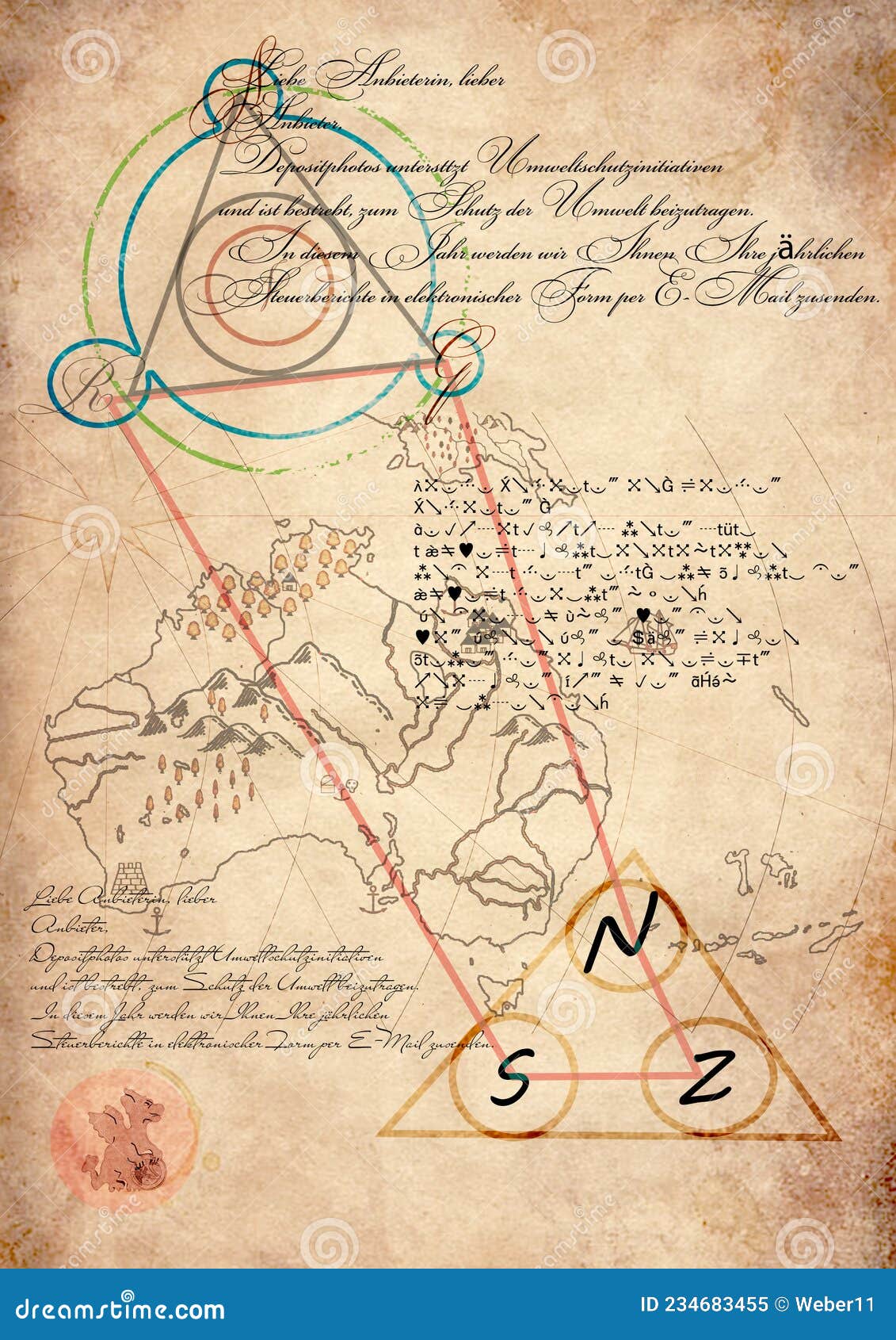 An Ancient Manuscript with a Secret Script Stock Illustration ...