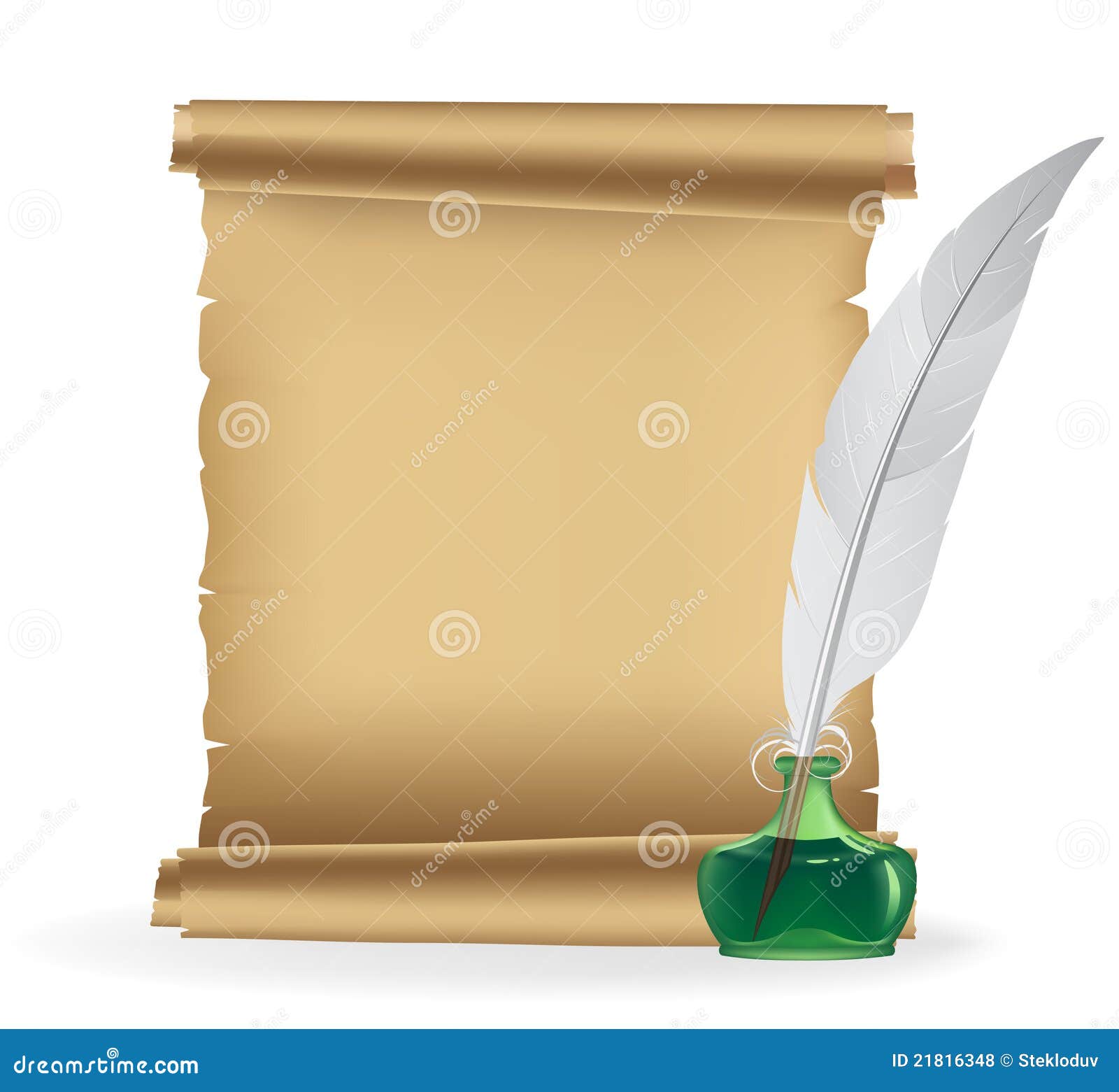 Cartoon Scroll And Quill