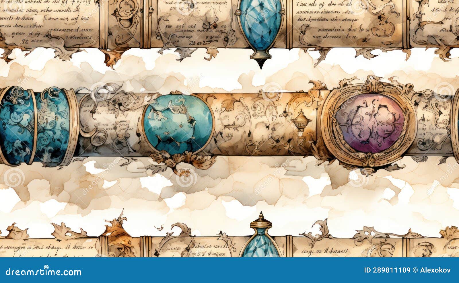 Ancient Manuscripts and Scrolls Watercolor Seamless Pattern AI ...