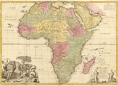 Ancient map of Africa stock illustration. Illustration of equator ...