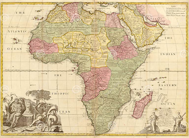 Ancient map of Africa stock illustration. Illustration of equator ...