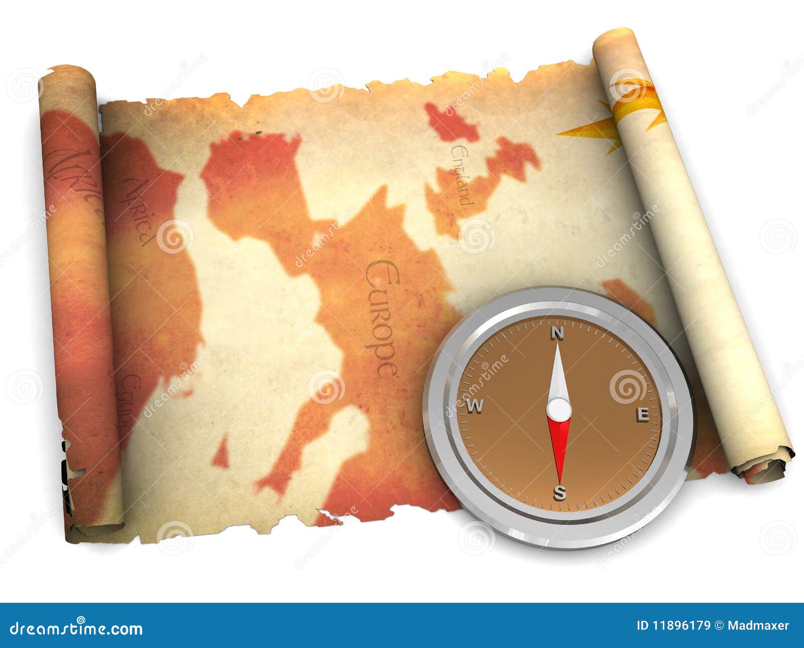 Ancient map and compass stock illustration. Illustration of medieval ...